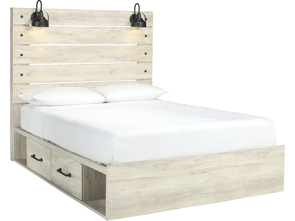 Signature Design by Ashley Cambeck White Panel Bed with 1 Side Storage ...