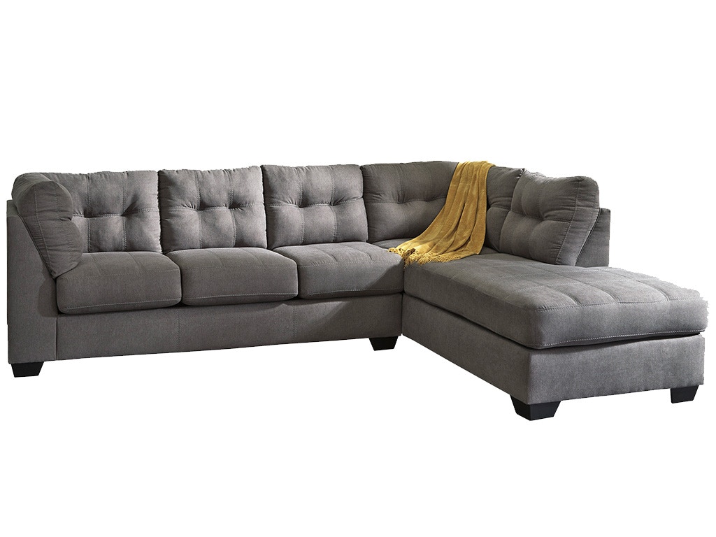 Benchcraft Living Room Maier Charcoal 2-Piece Sectional with RAF Chaise ...