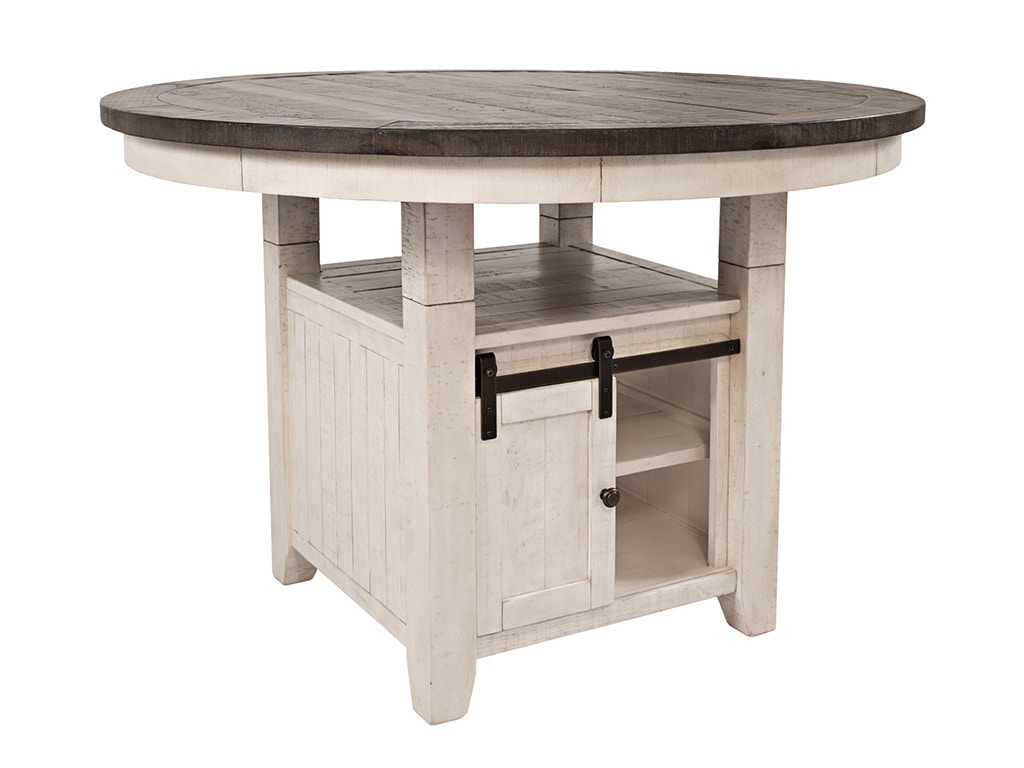 Jofran Madison County Round Hi/Lo Dining Table - Antique White 1706-54T/B