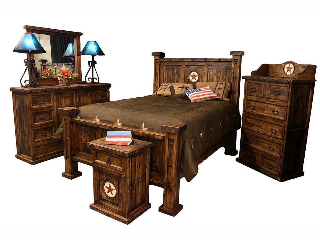 Rusticos Sierra Bedroom King Oasis Bed with Marble Star LR CAM-1001-2XM ...