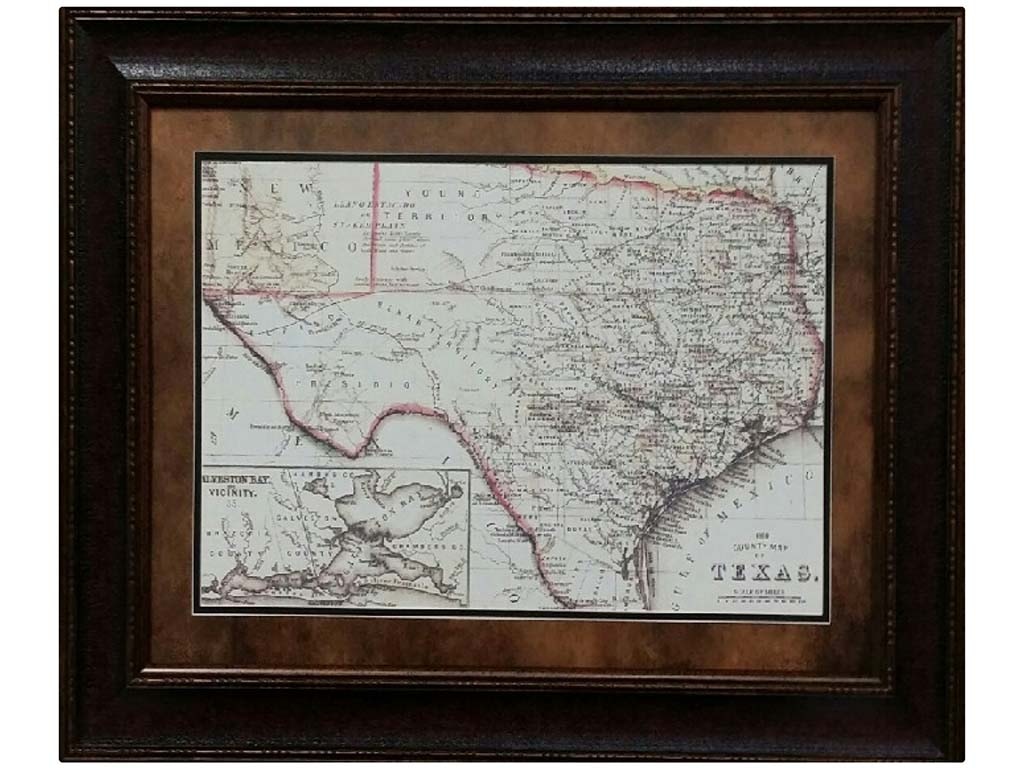 Picture King Art 1860 County Map of Texas W955-2024 - Furniture Market ...