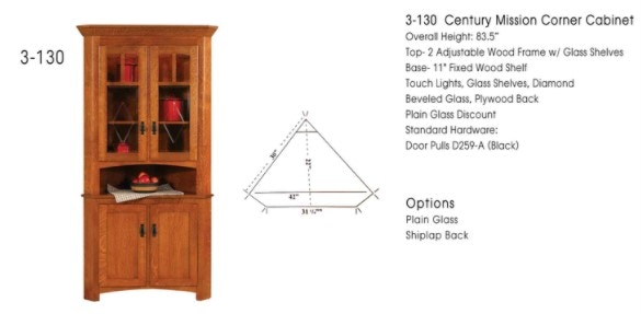 Door County Century Mission Corner Cabinet 3-130 - King Furniture ...