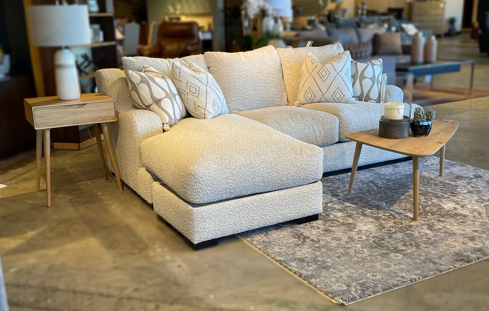 Stanton Furniture 53697/BARDECRU Sofa with Storage Chaise Lounge