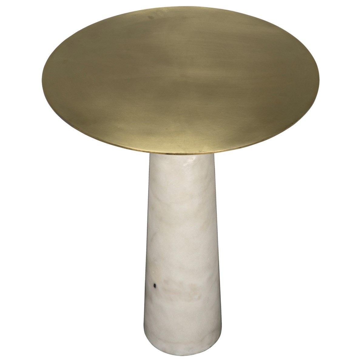 Hotaru Side Table with White Marble, Antique Brass