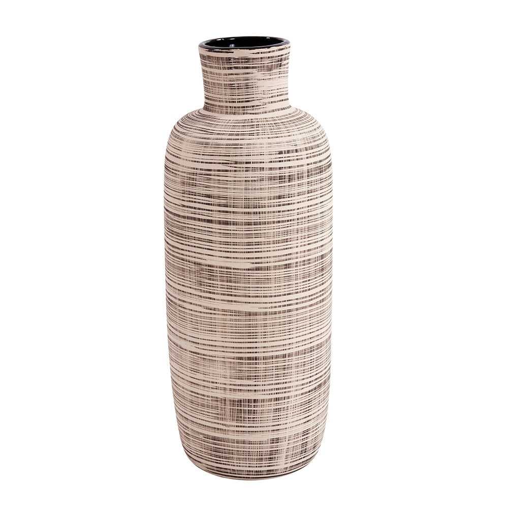 Neutral Striped Ceramic Vase
