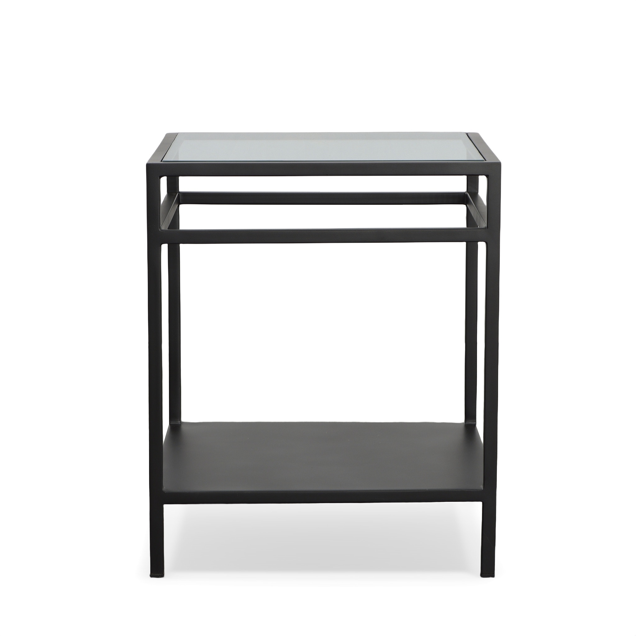 QUENTIN IRON AND GLASS END TABLE