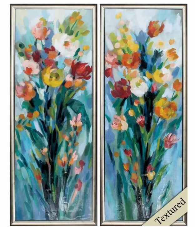 Tall Bright Flowers Set of 2 Prints
