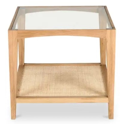 Broderick Glass End Table with Storage Birch Lane