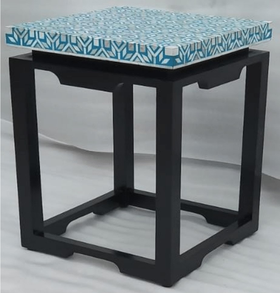 Wood/Mop Inlay Side Table