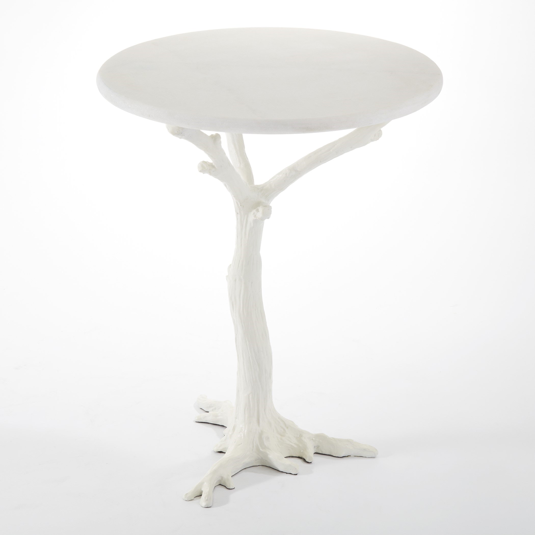 Global Views 8.81027 Living Room White Faux Bois Side Table