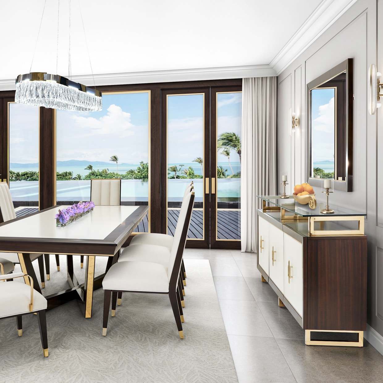 Aico Furniture 9085007-260-409 Casual Dining Sideboard & Mirror 2 Piece