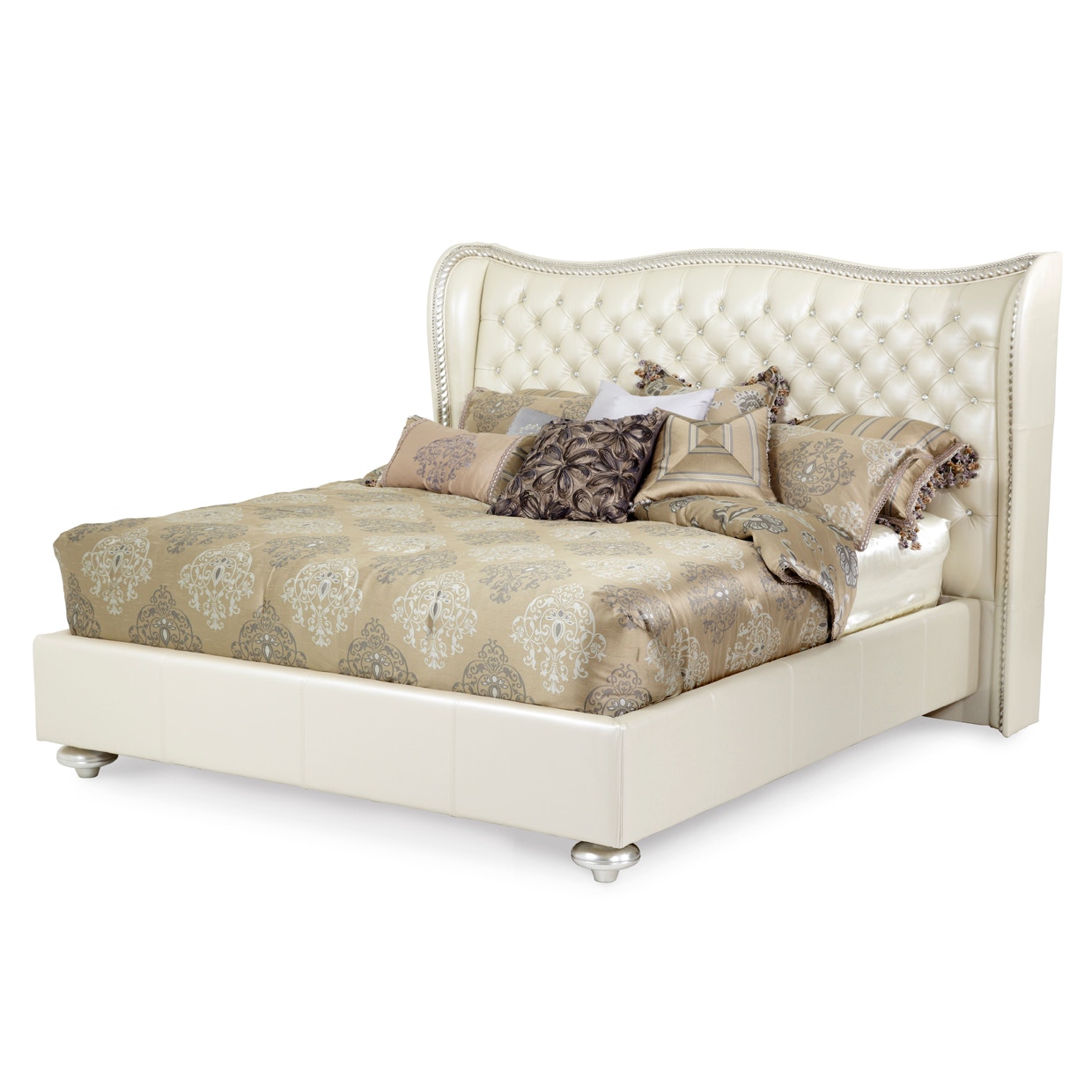 Aico Furniture NT03000CKUP2R-14 Bedroom Cal King Upholstered Bed (2 pc)