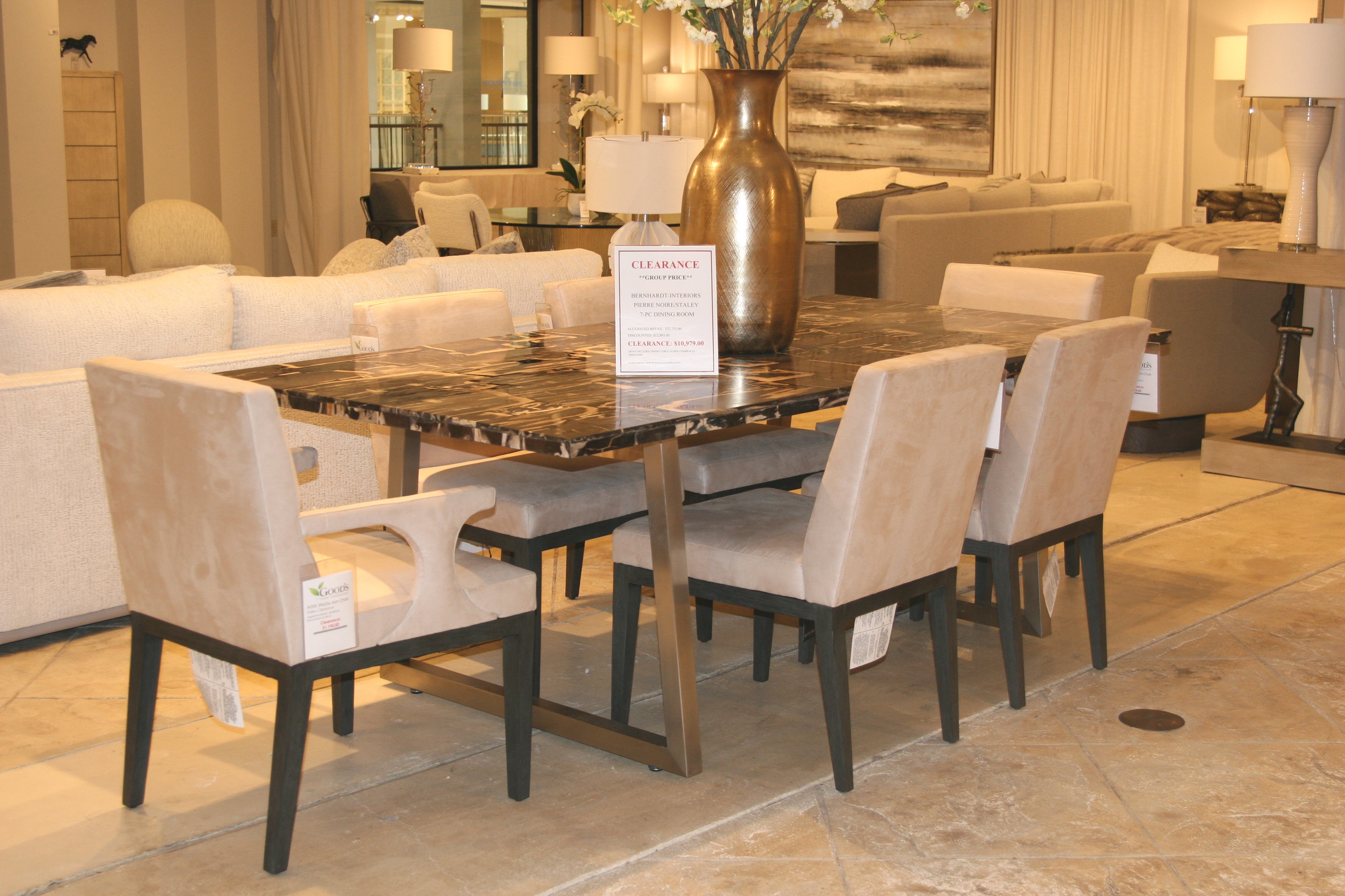 Bernhardt Interiors Pierre Noire-Staley Dining Group Casual Dining 7-Piece Dining Room Set